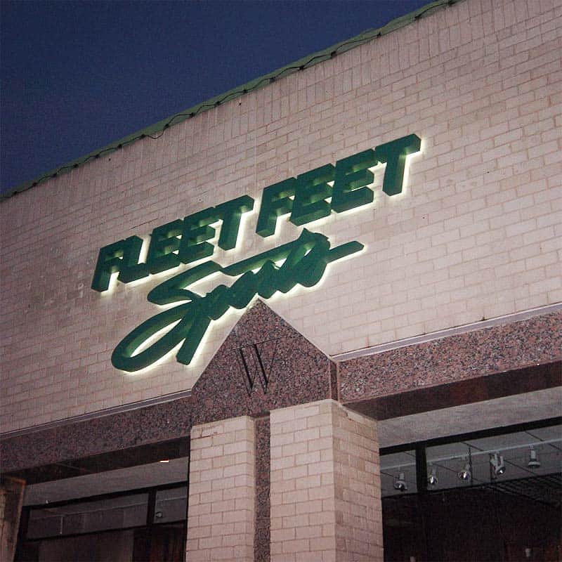 Fleet Feet Sports Reverse Lit Channel Letter Sign - Strategic Factory