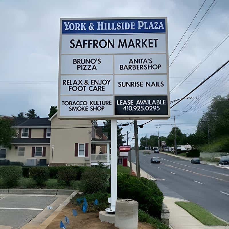 York and Hillside Plaza Pylon Sign - Strategic Factory